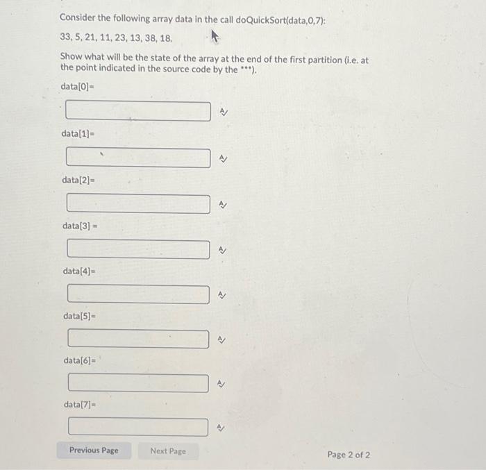 Consider the following array data in the call | Chegg.com
