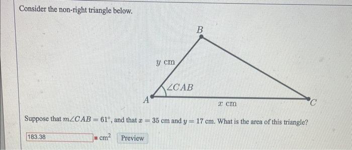 Solved Consider the non-right triangle below. Suppose that | Chegg.com