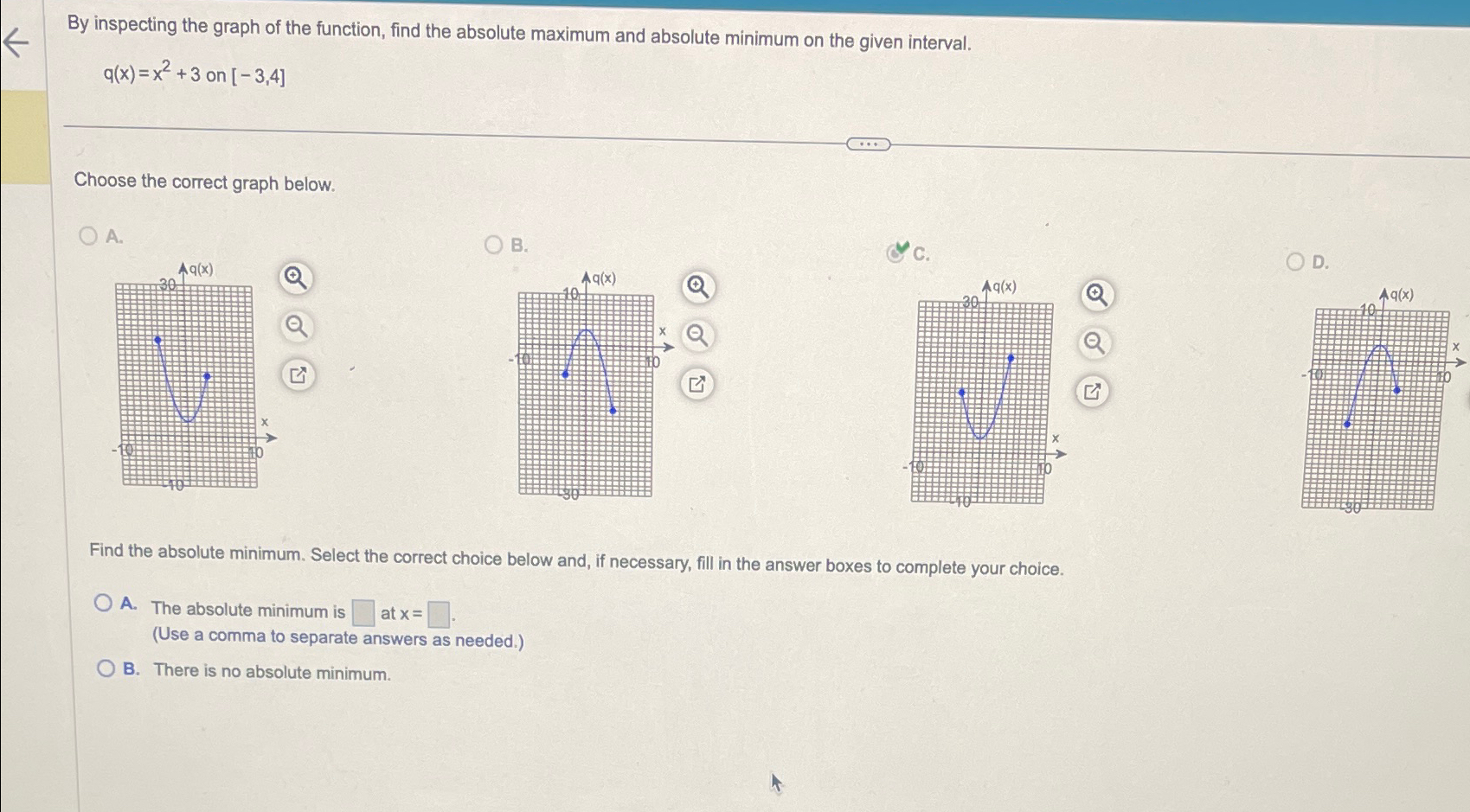Solved By inspecting the graph of the function, find the | Chegg.com