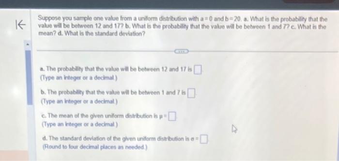 Solved Suppose you sample one value from a unilom | Chegg.com