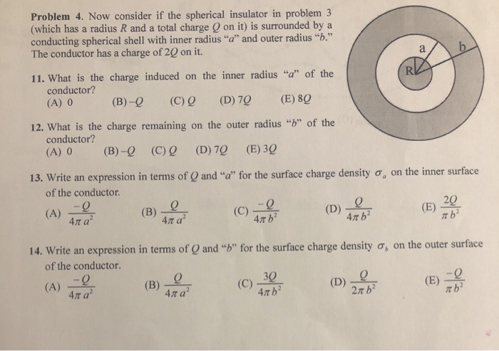 Solved Problem 4. Now consider if the spherical insulator in | Chegg.com
