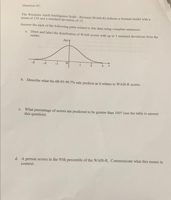 Solved Question 82: The Wechsler Adult Intelligence Scale - | Chegg.com