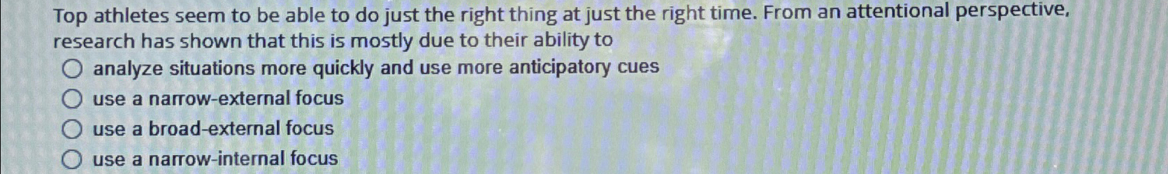 Solved Top athletes seem to be able to do just the right | Chegg.com