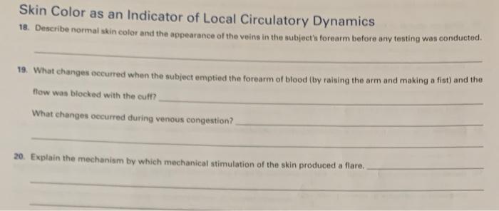 Solved Skin Color as an Indicator of Local Circulatory | Chegg.com