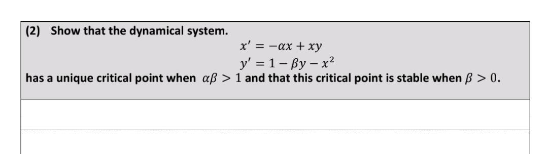 Solved (2) Show that the dynamical system. | Chegg.com