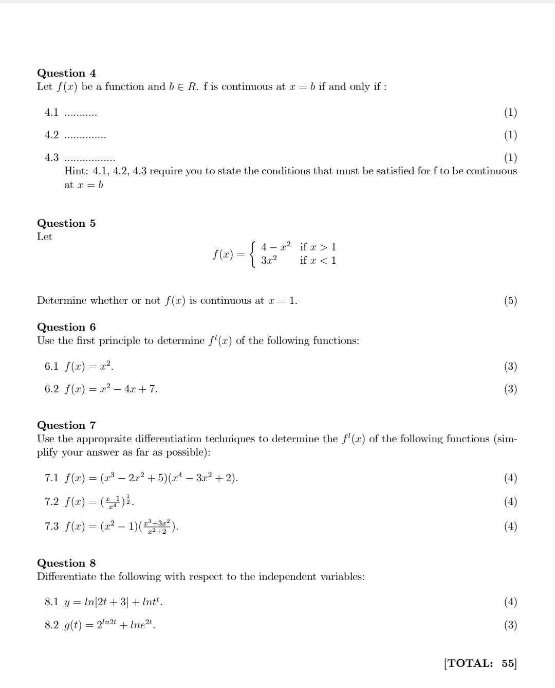 Solved Question 4Let f(x) ﻿be a function and binR. f is | Chegg.com