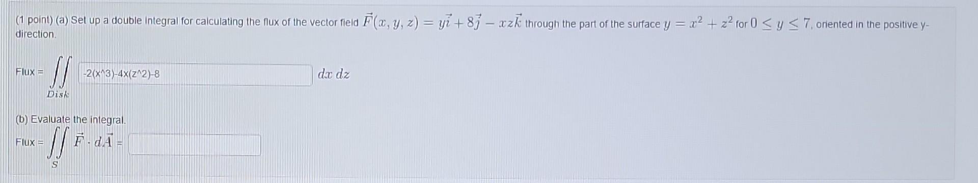 Solved (1 point) (a) Set up a double Integral for | Chegg.com