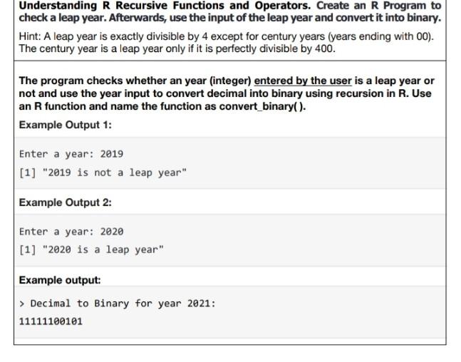 Solved Understanding R Recursive Functions and Operators. | Chegg.com