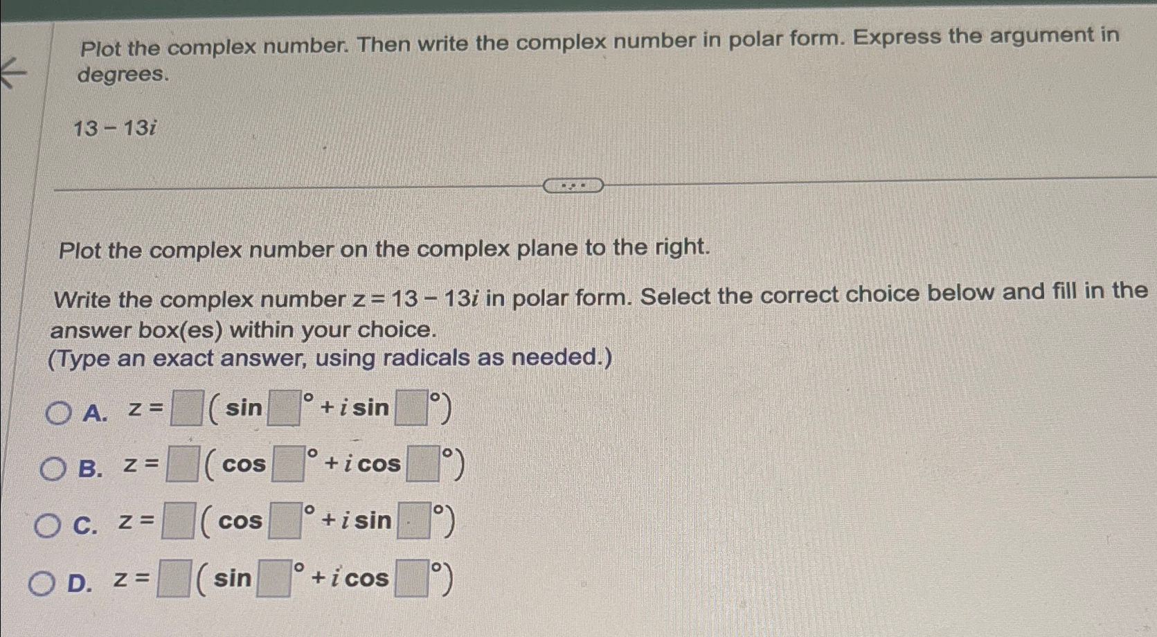 Solved Plot the complex number. Then write the complex | Chegg.com
