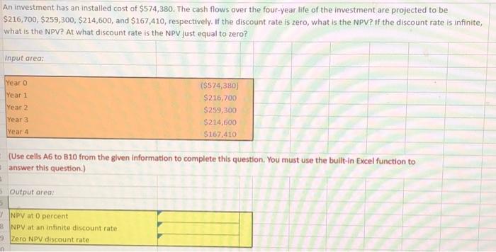 Solved Need Excel Formula. An investment has an installed | Chegg.com