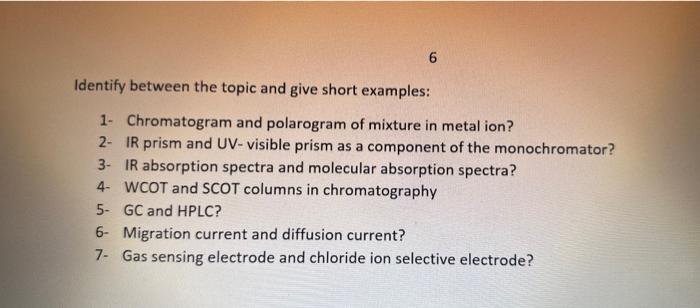 Solved Identify between the topic and give short examples: | Chegg.com