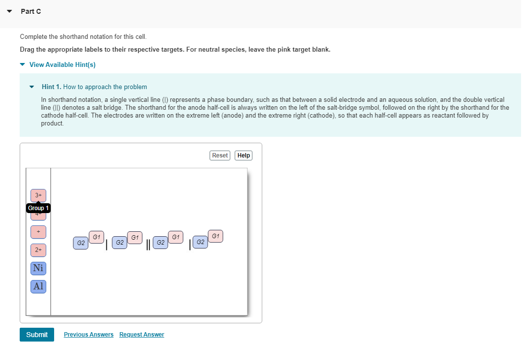 Solved Complete the shorthand notation for this cell.Drag | Chegg.com