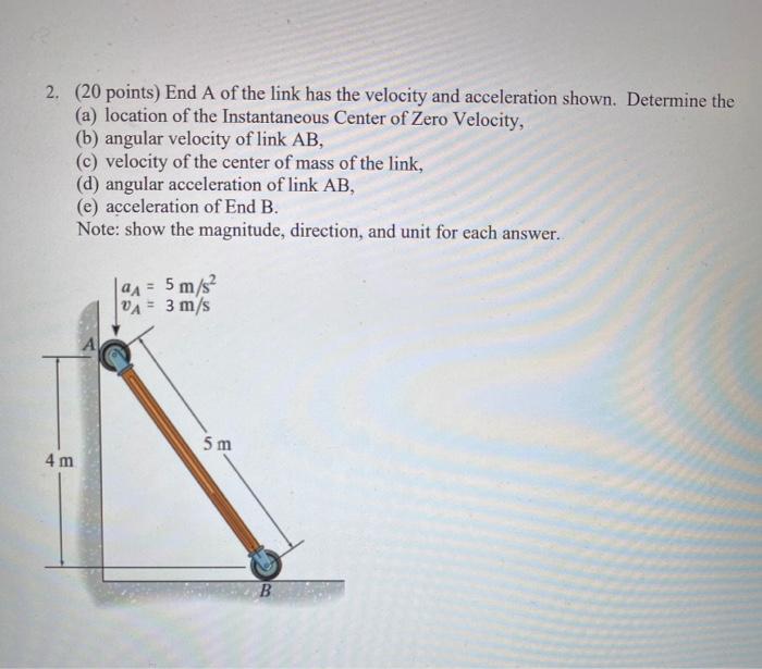 Solved 2. (20 points) End A of the link has the velocity and | Chegg.com Solved 2. (20 points) End A of the link has the velocity and | Chegg.com