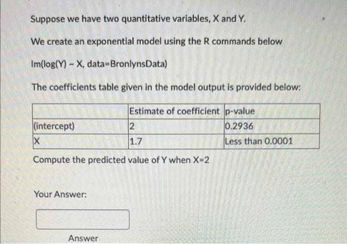 Solved Suppose we have two quantitative variables, X and Y. | Chegg.com
