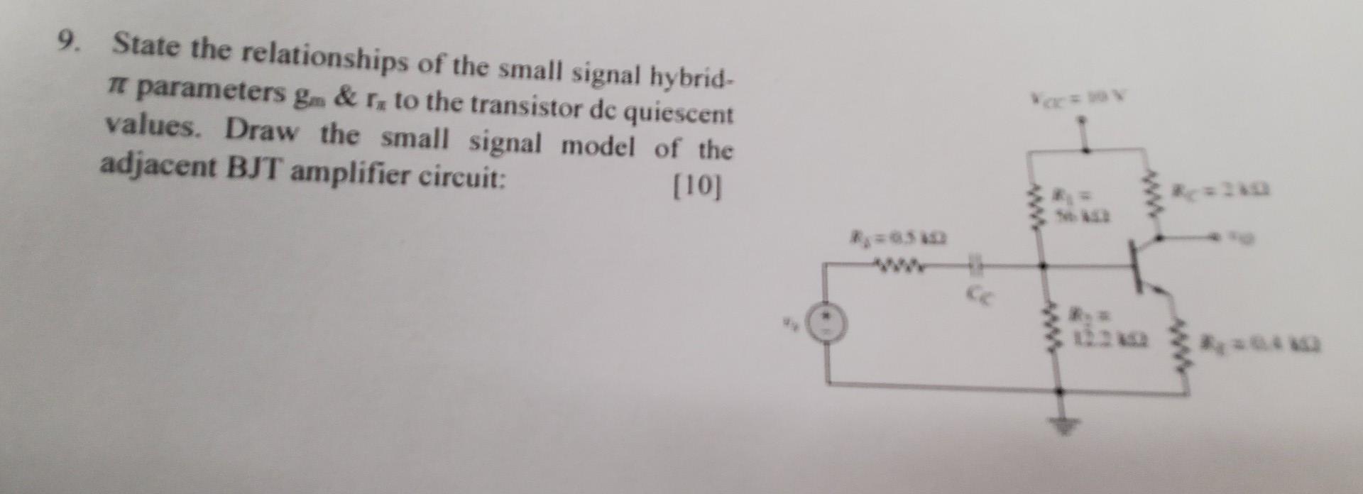 Solved 9. State the relationships of the small signal | Chegg.com