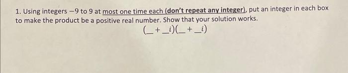 Solved 1. Using integers −9 to 9 at most one time each | Chegg.com