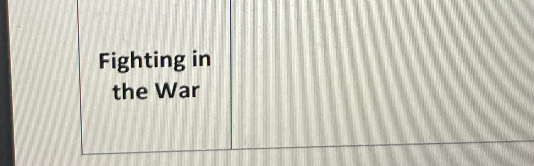 Solved Fighting in the War | Chegg.com