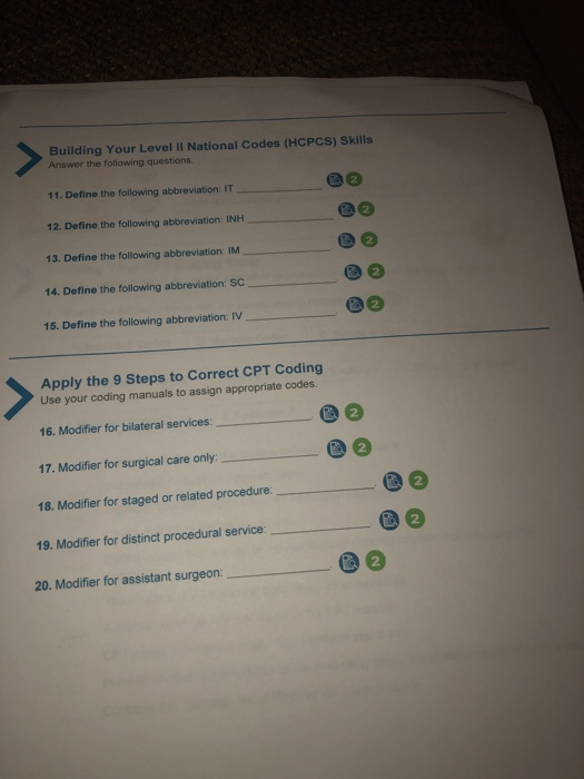 Solved Building Your Level II National Codes (HCPCS) Skills | Chegg.com