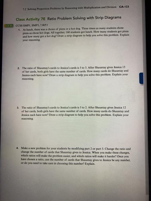 Solved 7.2 Solving Proportion Problems by Reasoning with | Chegg.com