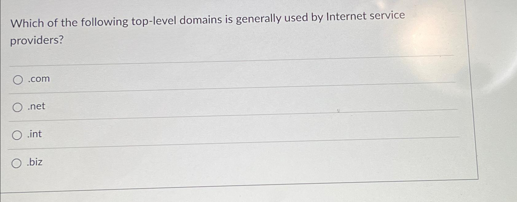 Solved Which of the following top-level domains is generally | Chegg.com