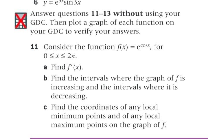 Solved 6y=exsin3x Answer questions 11-13 without using your | Chegg.com