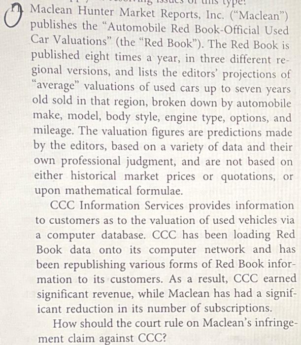 Maclean Hunter Market Reports, Inc. ("Maclean") | Chegg.com