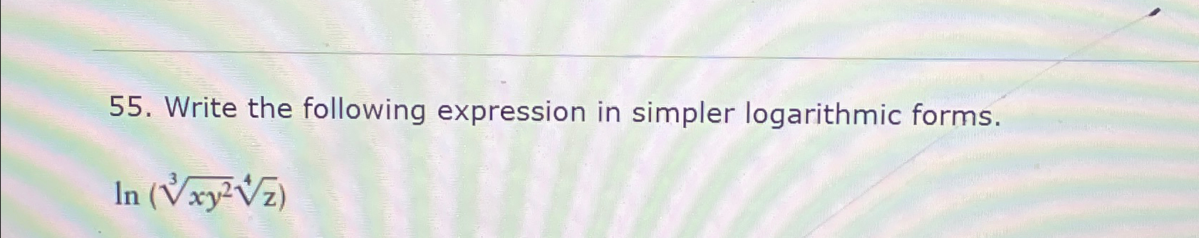 Solved Write the following expression in simpler logarithmic | Chegg.com