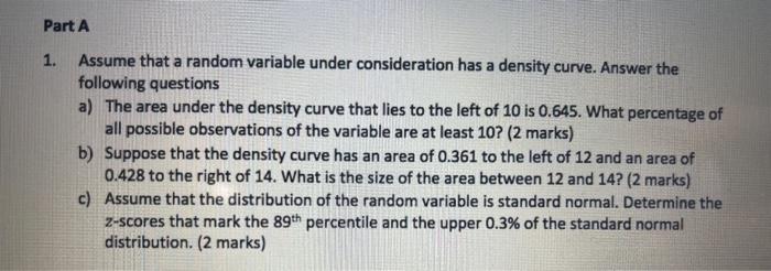 Solved 1. Assume that a random variable under consideration | Chegg.com