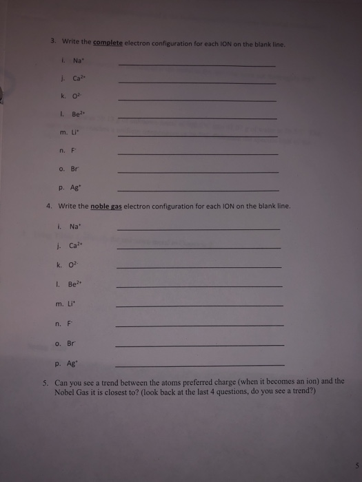 Solved 3. Write the complete electron configuration for each | Chegg.com