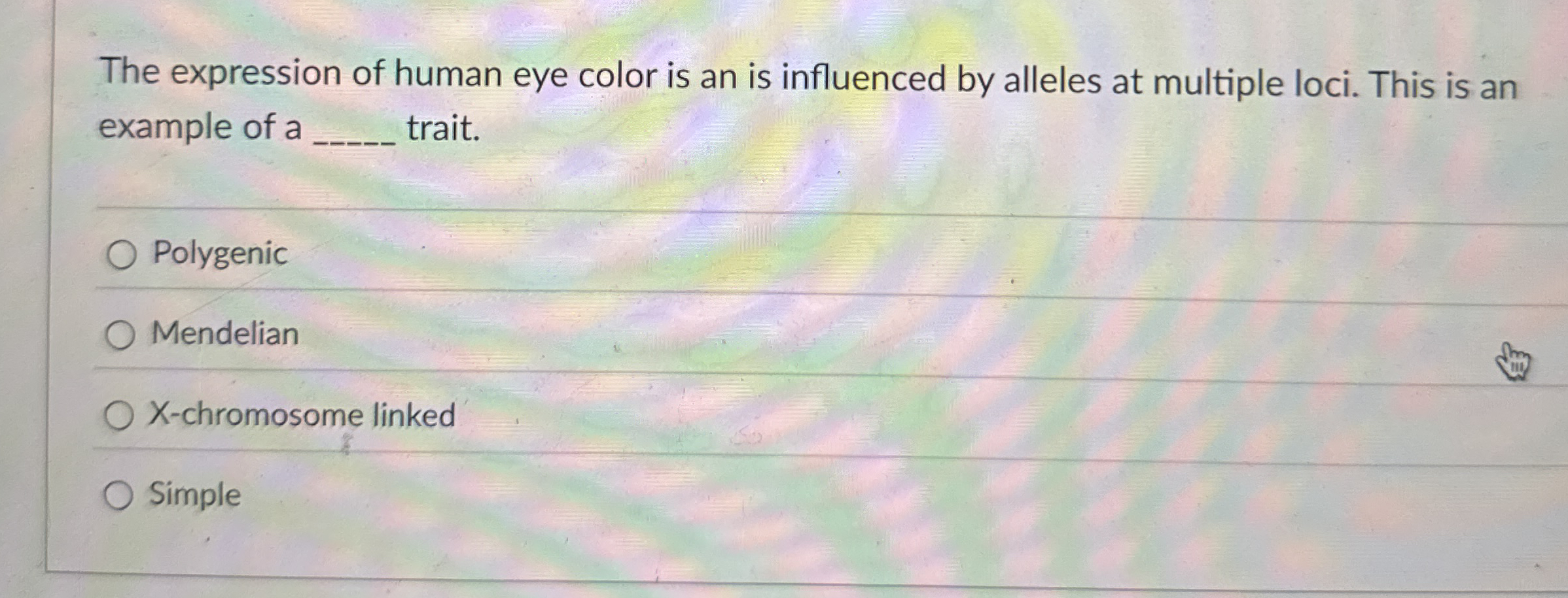 Solved The expression of human eye color is an is influenced | Chegg.com