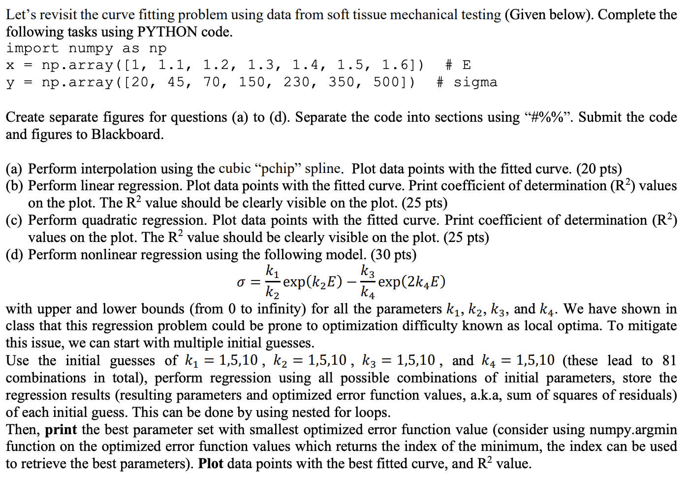 Solved Let's revisit the curve fitting problem using data | Chegg.com