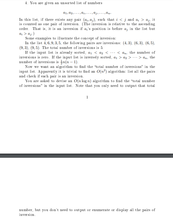 Solved You are given an unsorted list of numbers a1, | Chegg.com