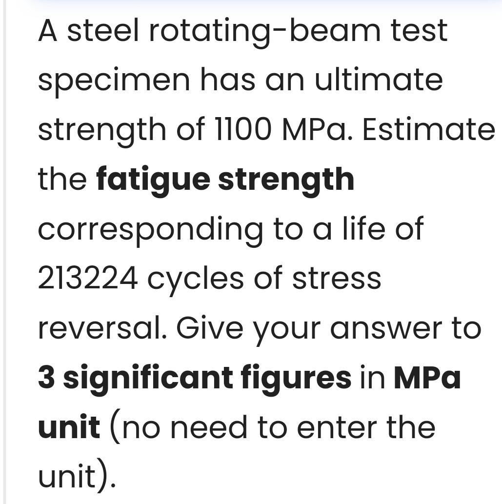 Solved A steel rotating-beam test specimen has an ultimate | Chegg.com