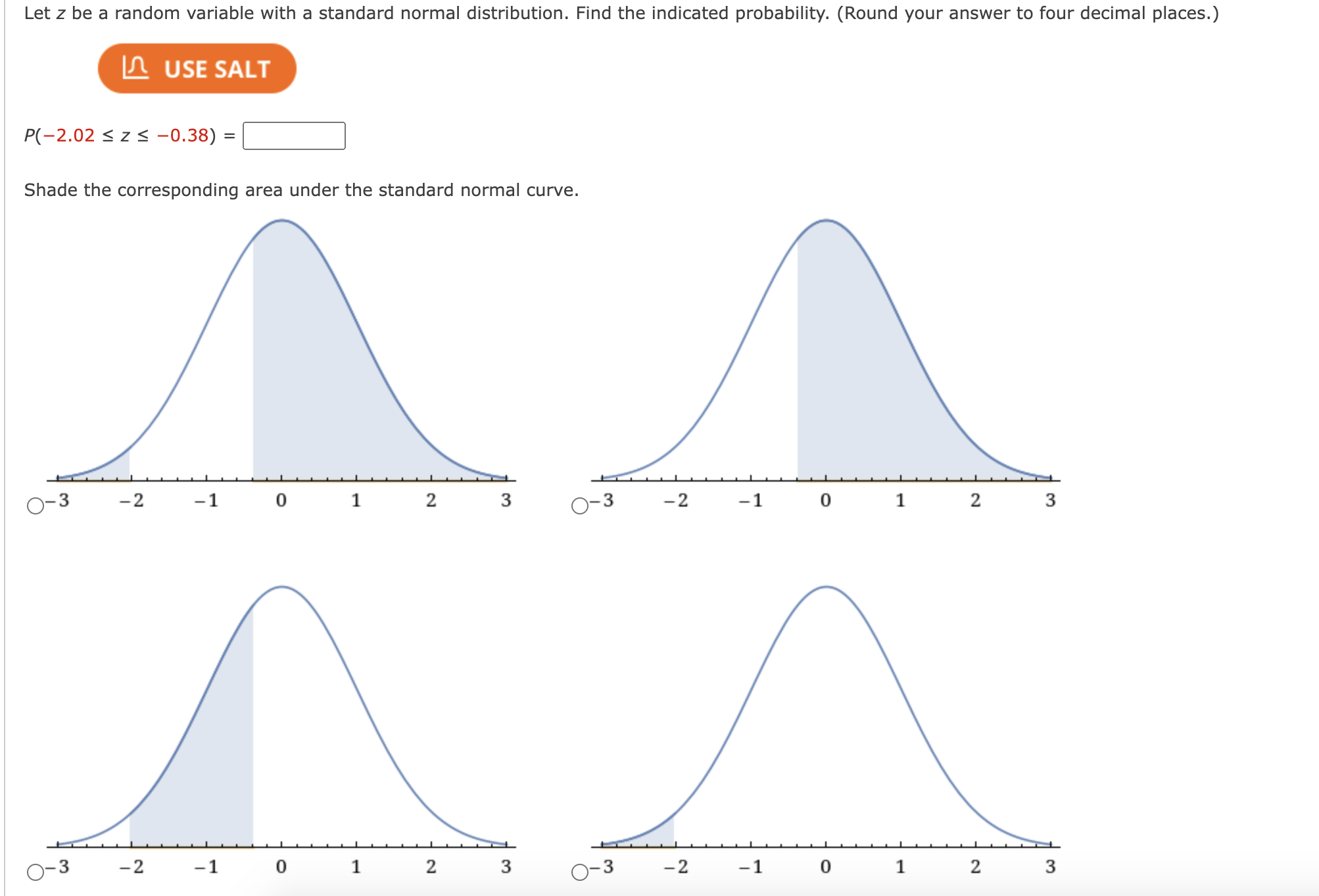 Solved Let z ﻿be a random variable with a standard normal | Chegg.com