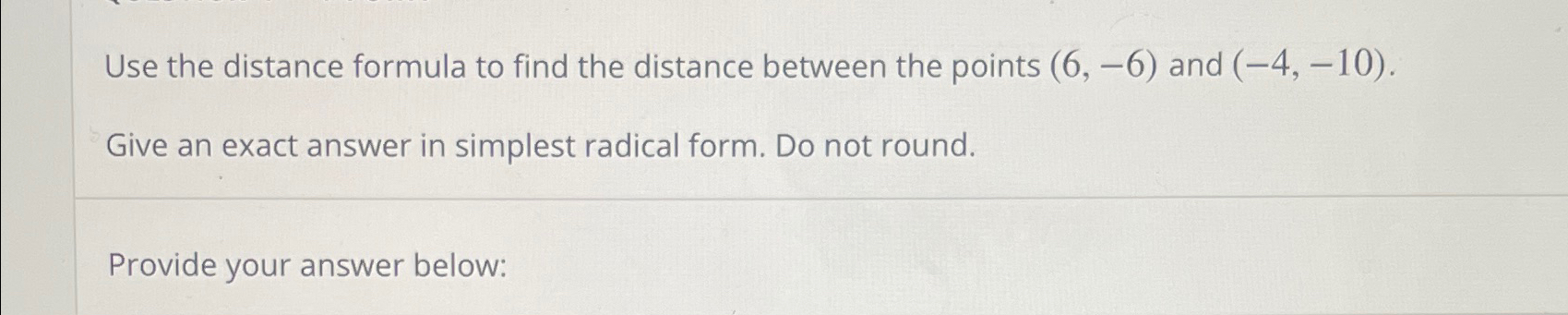 Solved Use the distance formula to find the distance between | Chegg.com
