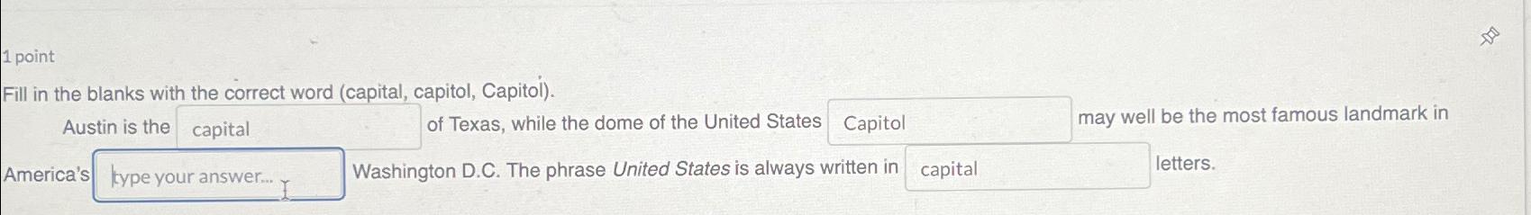 Solved Fill in the blanks Thh the correct word (capital, | Chegg.com