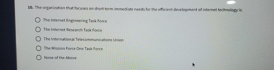 Solved The organization that focuses on short-term immediate | Chegg.com