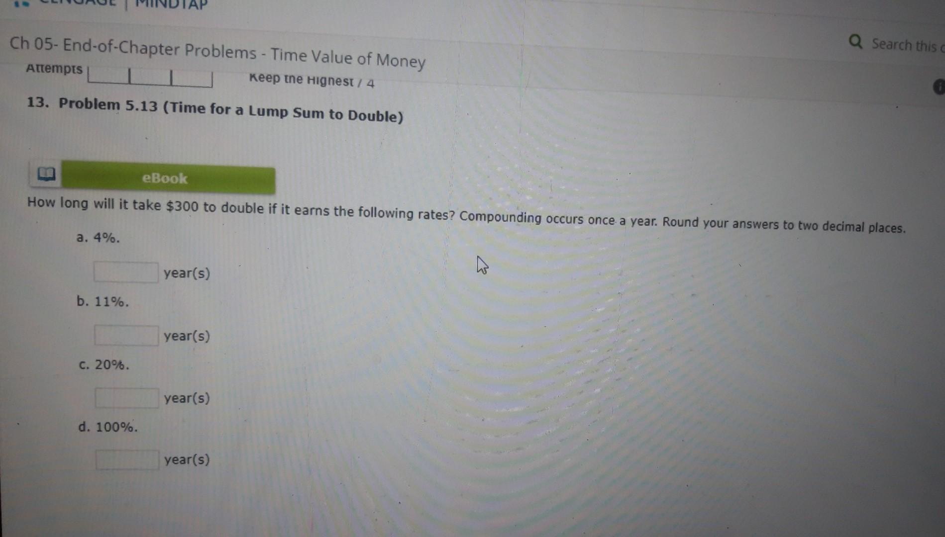 Solved 13. Problem 5.13 (Time for a Lump Sum to Double) How | Chegg.com