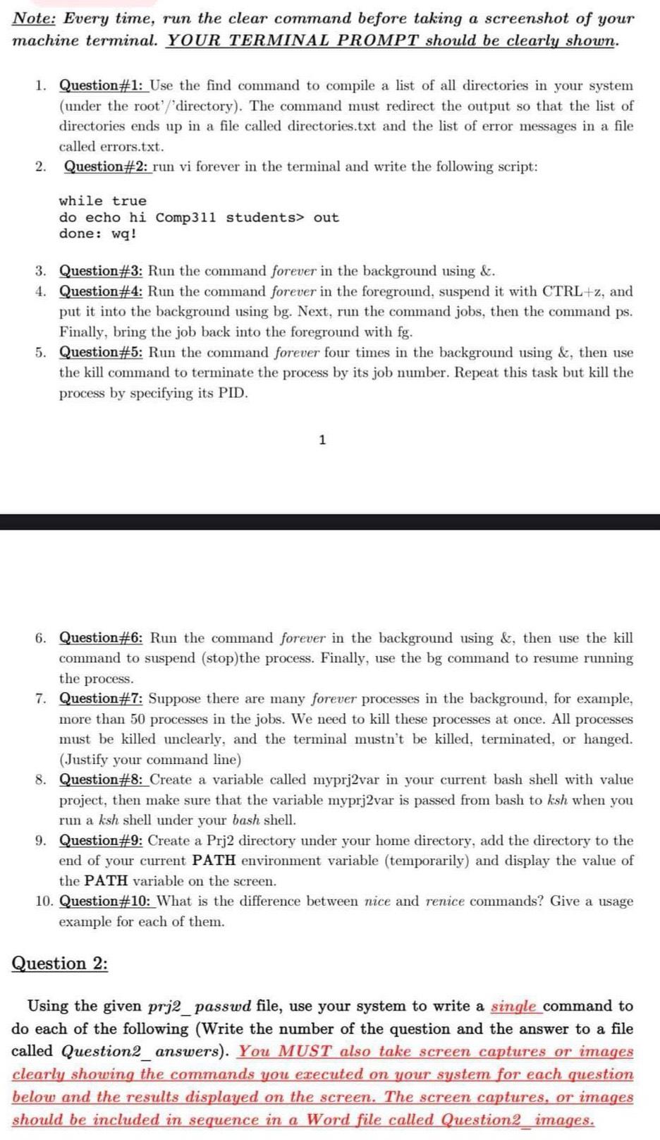 Solved Note: Every time, run the clear command before taking | Chegg.com