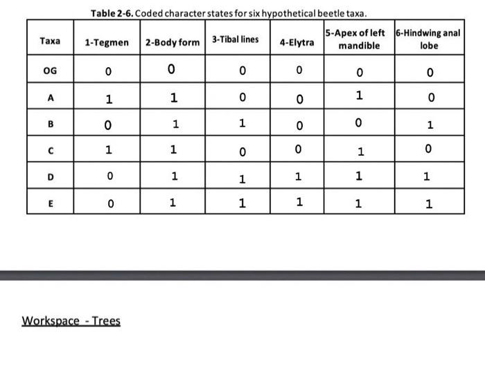 draw a phylogenetic tree using the table data that | Chegg.com