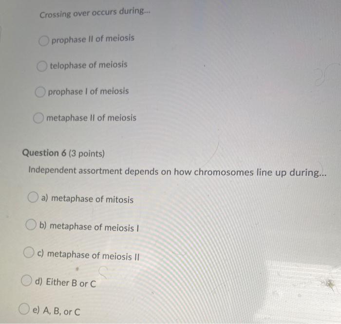 Solved Crossing over occurs during... prophase II of meiosis | Chegg.com