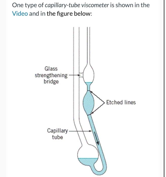 Solved One type of capillary-tube viscometer is shown in the | Chegg.com