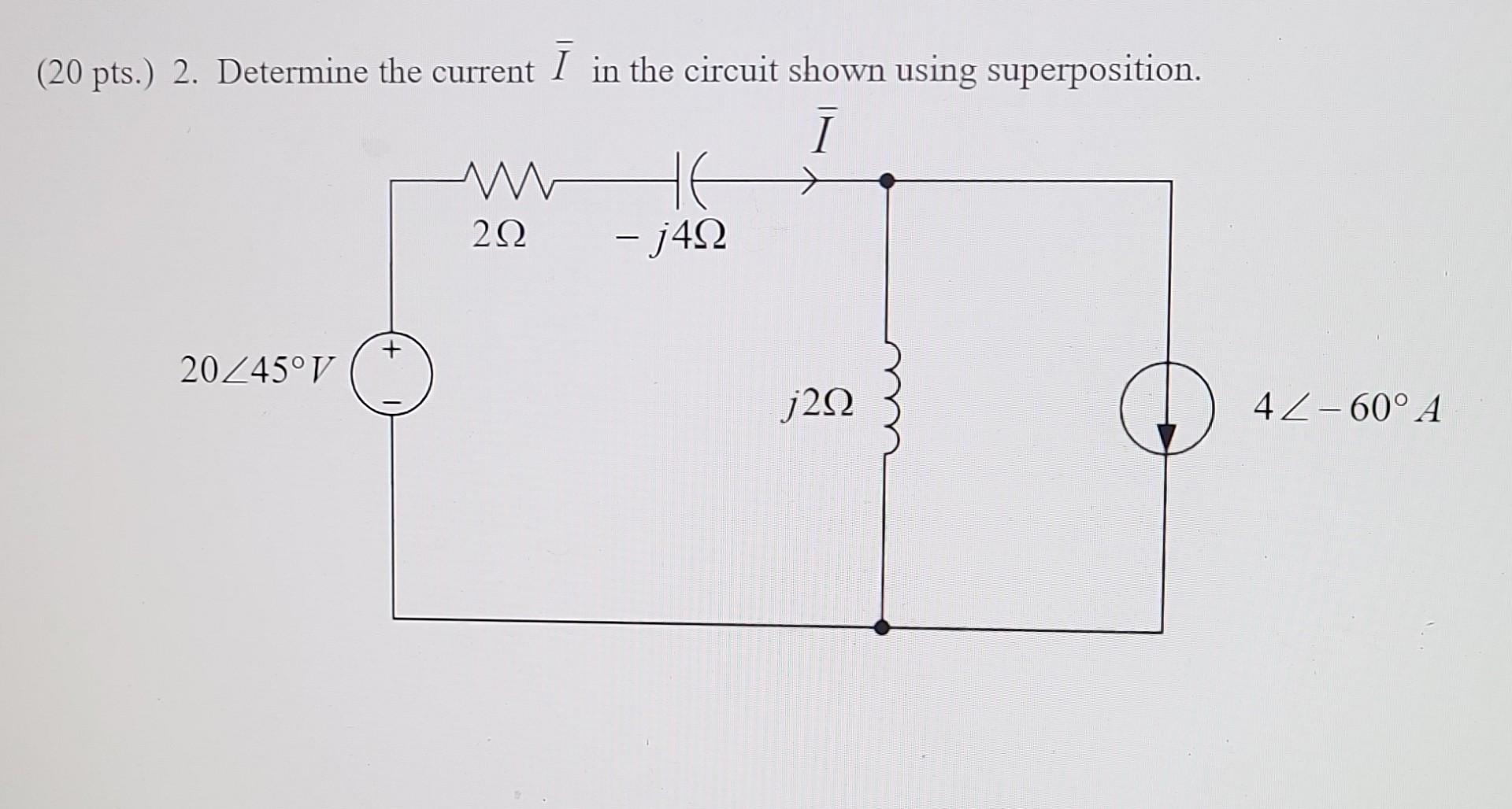 Solved (20 pts.) 2. Determine the current Iˉ in the circuit | Chegg.com
