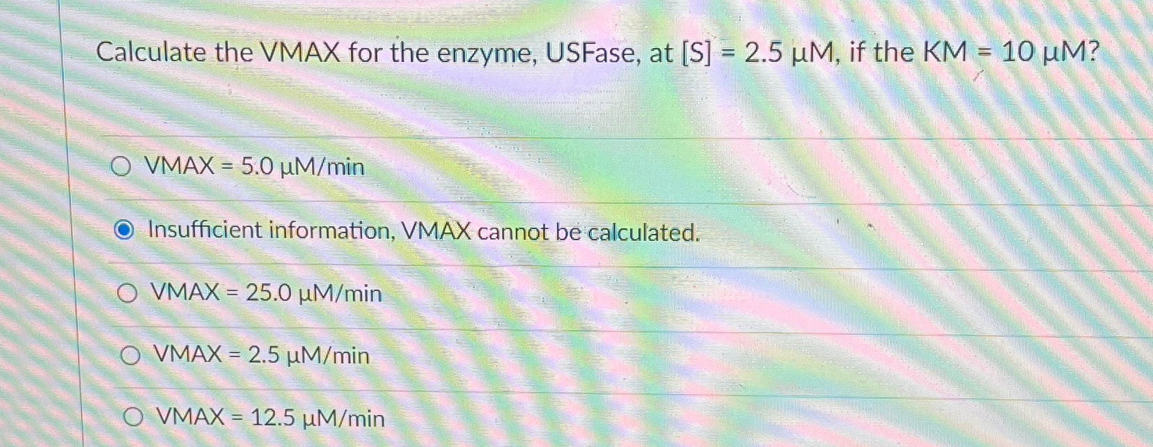 Solved Calculate the VMAX for the enzyme, USFase, at | Chegg.com