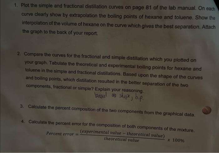Solved 1. Plot the simple and fractional distillation curves | Chegg.com