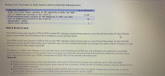 Solved Bradley-Link's December 31, 2024, balance sheet | Chegg.com