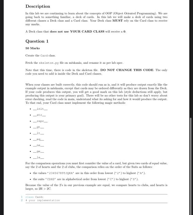 Solved Description In this lab we are continuing to learn | Chegg.com