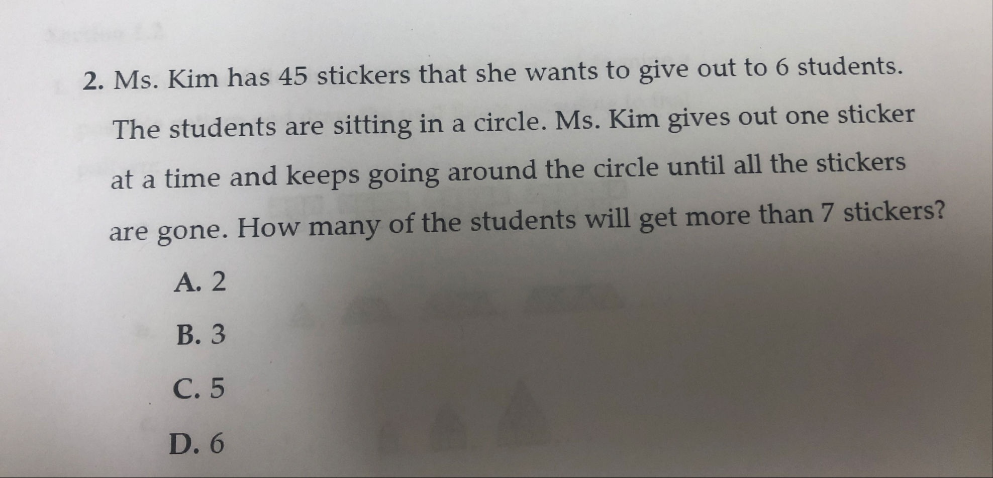 Solved Ms. ﻿Kim has 45 ﻿stickers that she wants to give out | Chegg.com