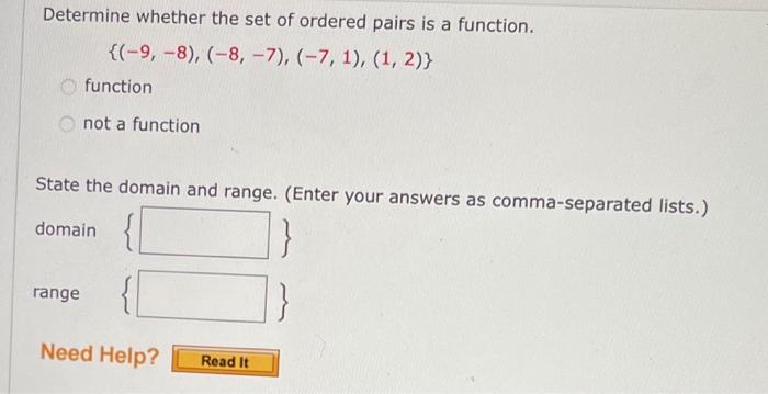Solved Determine whether the set of ordered pairs is a | Chegg.com