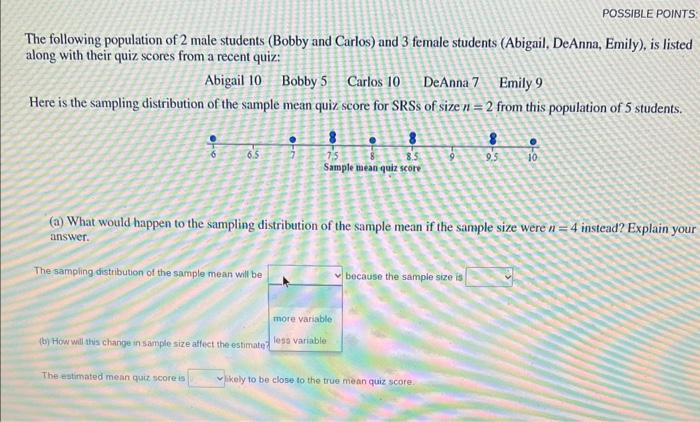 Solved The following population of 2 male students (Bobby | Chegg.com